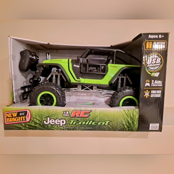 Toys | New Bright 18 Jeep Trailcat Battery Remote Control Green Truck | Poshmark